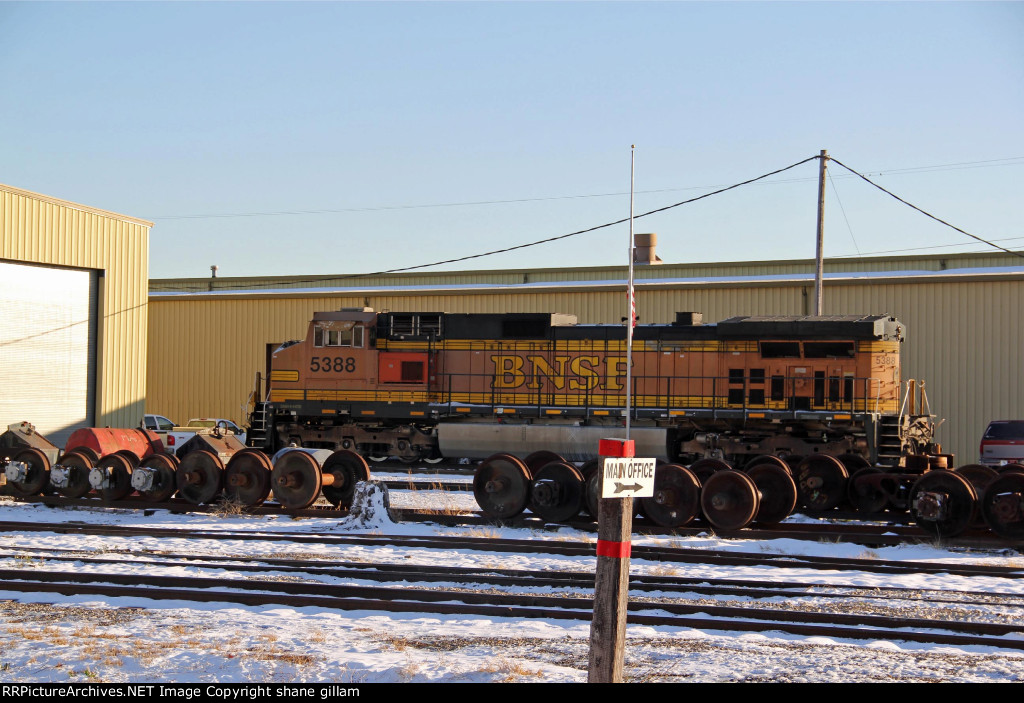 BNSF 5388 gets ready for repaint.